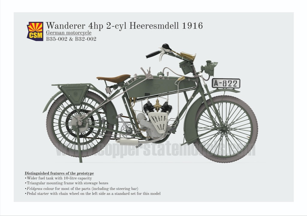 Copper State Models B35-002 1:35 Wanderer 4PS 1916 Heeresmdell Motorcy ...