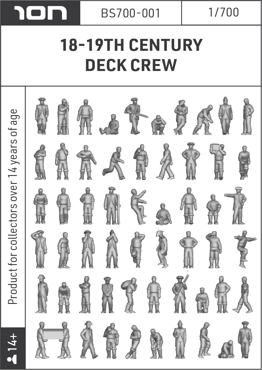 ION Model 700-BS-001 1:700 18-19th Century Medieval Deck Crew (91 figu ...