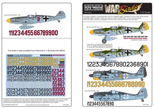 Kits-World KW172029 1:72 Luftwaffe Fighter Identification Numbers for ...