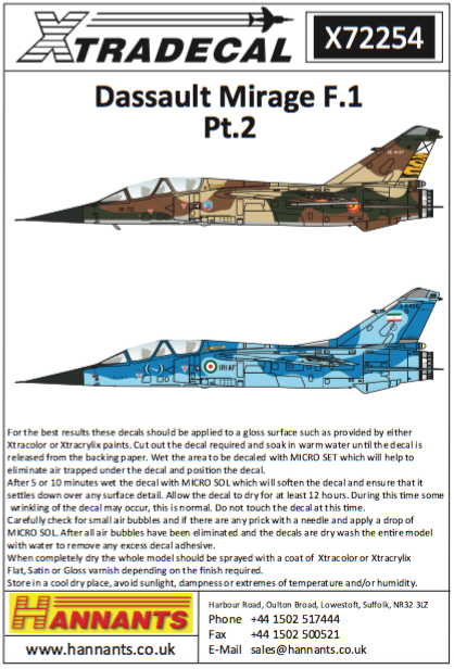 Xtradecal 72254 1:72 Dassault Mirage F.1B Two Seaters Part 2 – Puzzle Craft